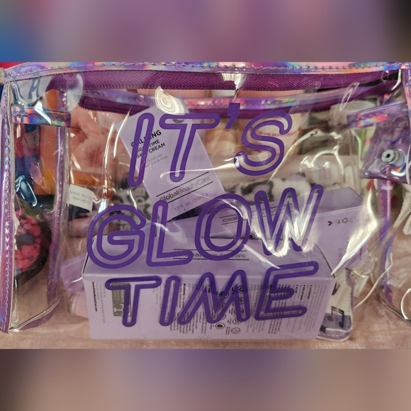 Skincare | Purple Its Glow Time Womens Clear Cosmetic Bag With Skincare ...